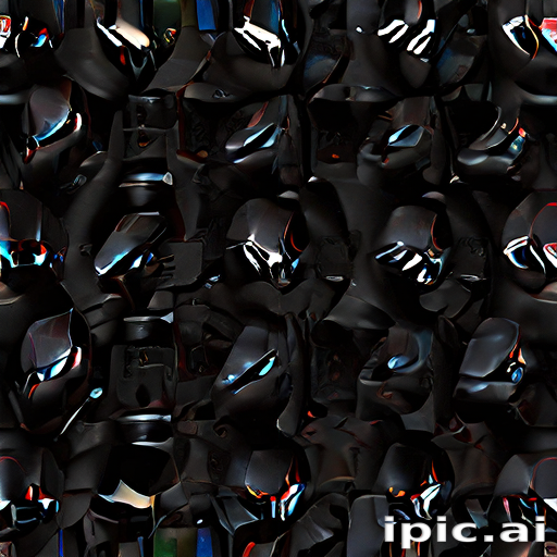 Abstract Collage of Futuristic Black Helmets with Glowing Blue Accents