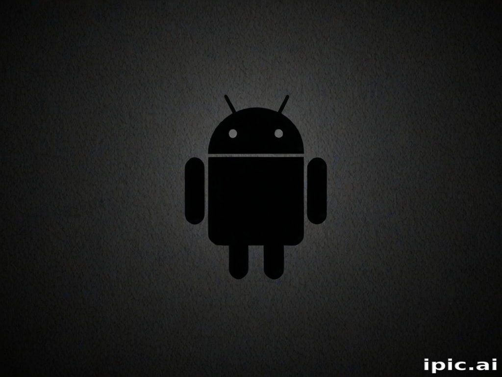 Minimalistic Black Android Logo on a Textured Dark Background Design