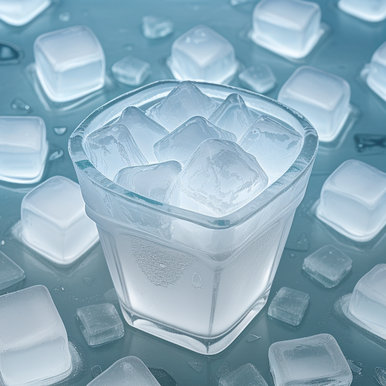A Refreshing Glass of Ice Cubes Surrounded by More Ice Cubes