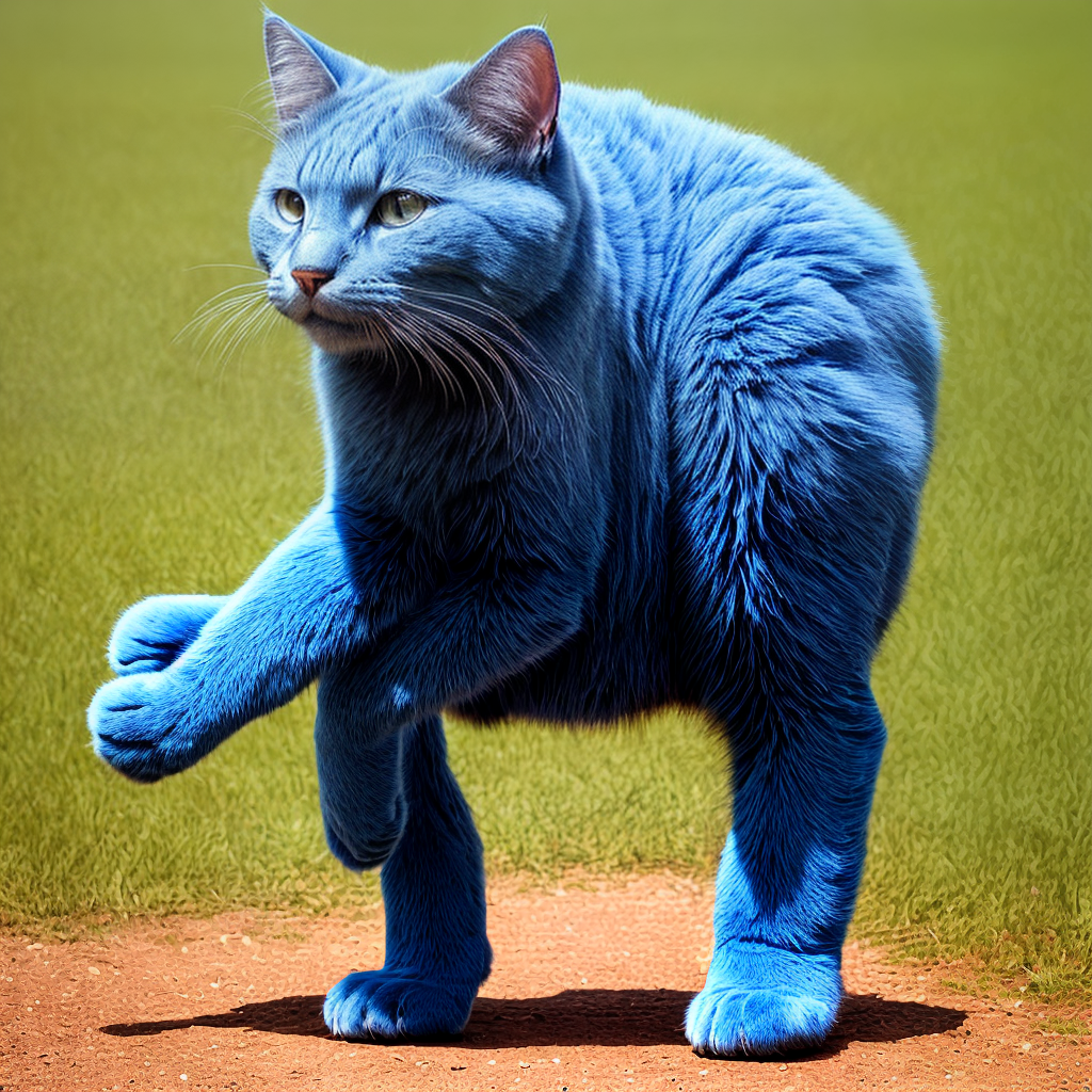 A blue cat with a space suit
