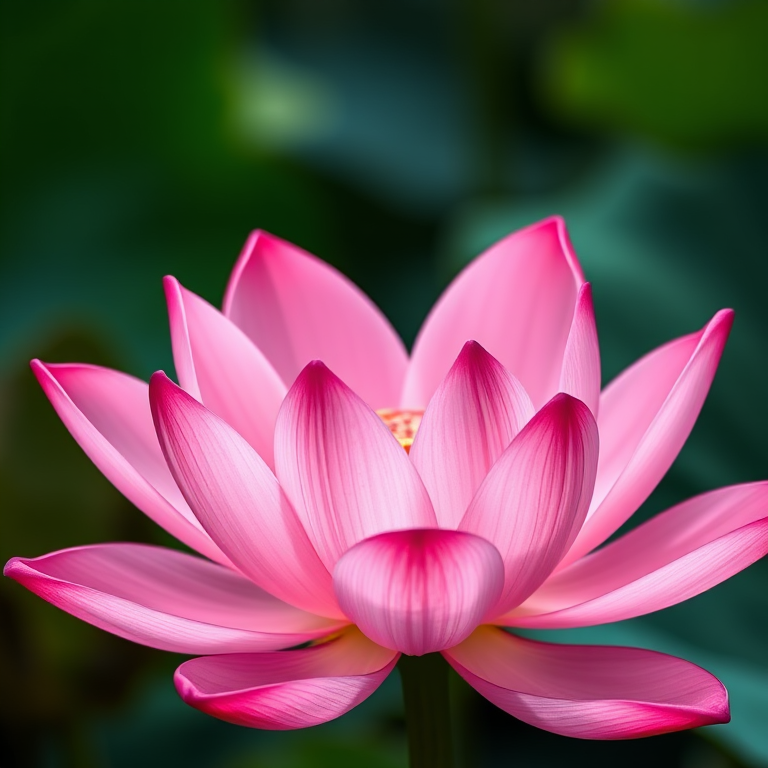 A Beautiful Pink Lotus Blossom Surrounded by Lush Green Leaves and Nature.