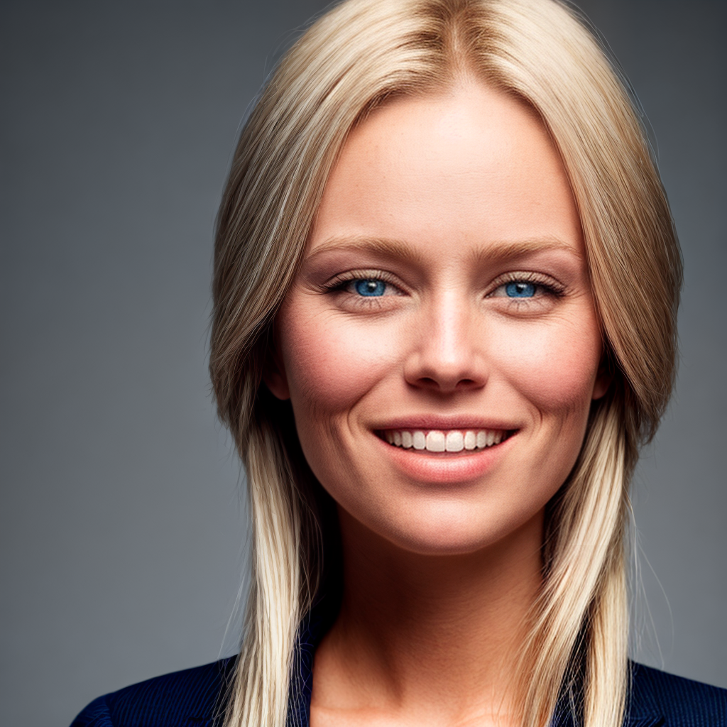 shy smiling Scandinavian female with blonde hair blue eyes full face ...