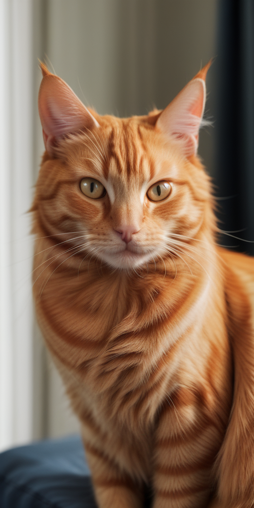 Charming Ginger Cat with Striking Fur Staring Curiously at Camera