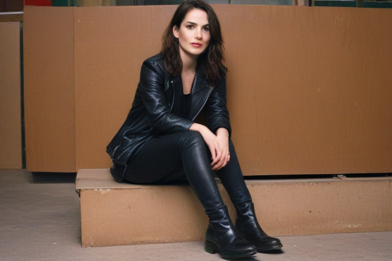 Winona Ryder, leather, boots