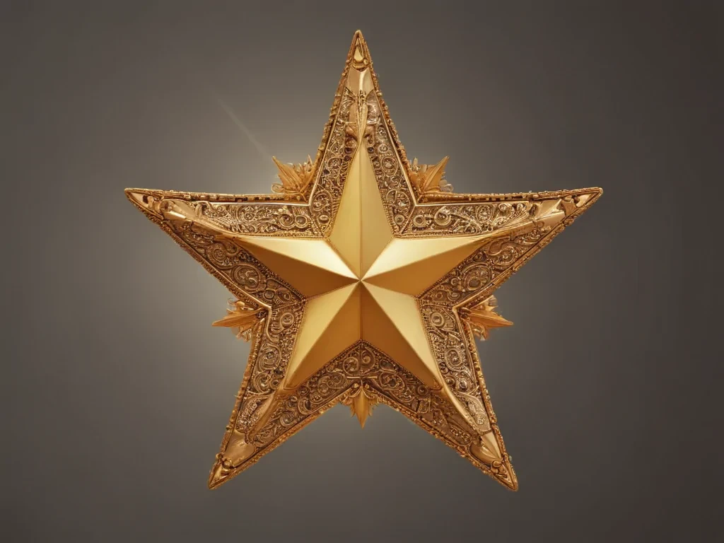 Intricate Golden Star with Elaborate Detailing Radiating Elegance and ...