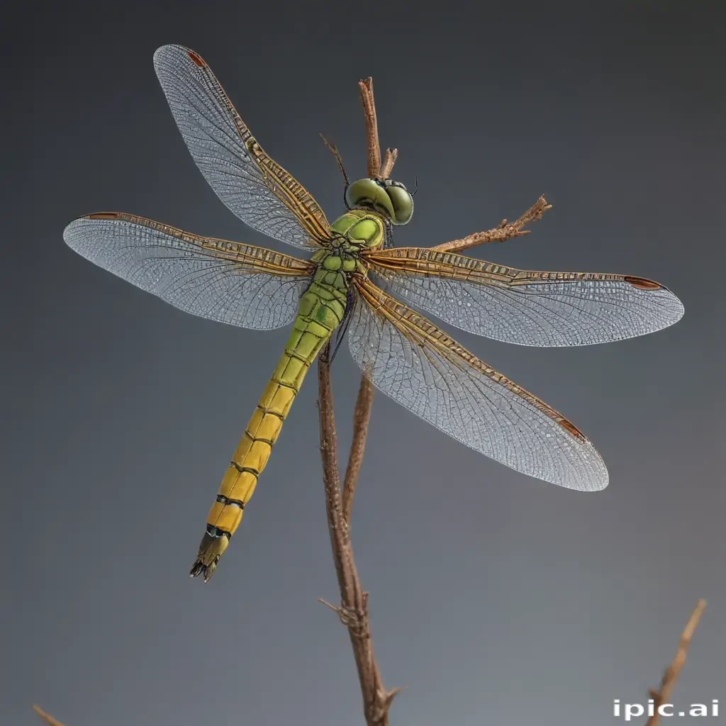 Stunning Close-Up of a Vibrant Dragonfly Perched on a Branch