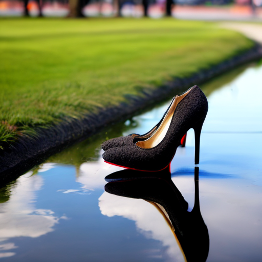 High heels in puddle