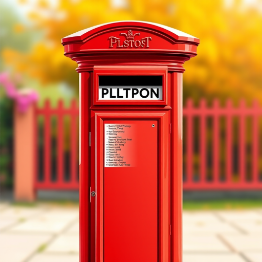 Bright Red Post Box with Informative Signage in Urban Setting
