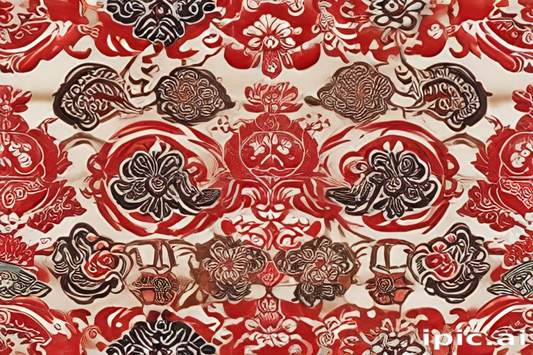Intricate Floral Patterns in Vibrant Red and Black Color Scheme