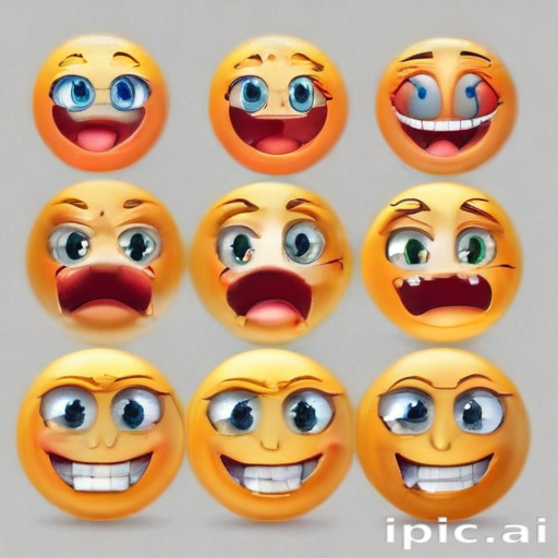 Colorful Collection of Expressive Emoji Faces Showing Various Emotions ...