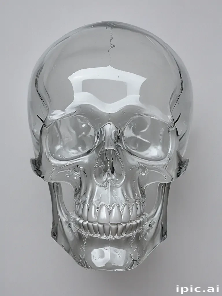 Translucent Glass Skull Sculpture Showcasing Intricate Details and ...
