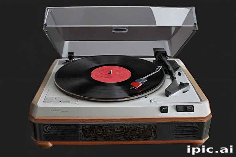 Classic Turntable Playing a Vinyl Record with Retro Design and Elegance