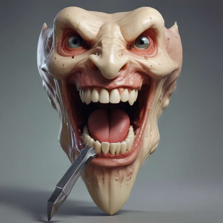 Realistic, stylized, tooth. Military molar wielding a weapon. Angry or ...