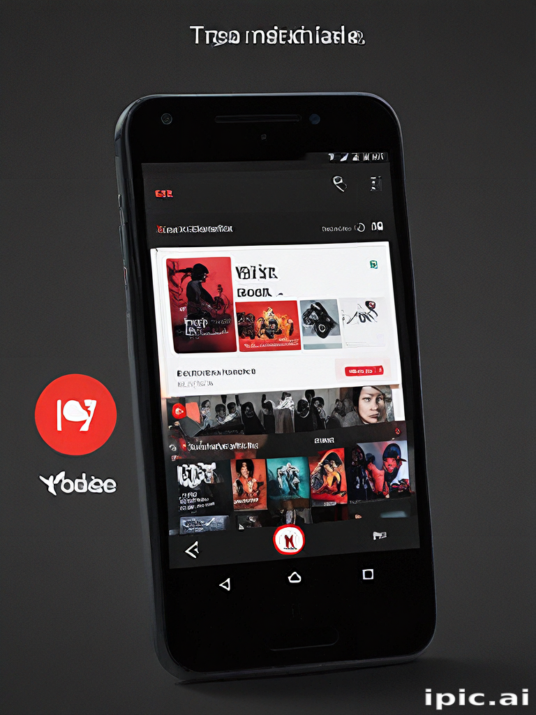 Mobile Screen Displaying Music App with Various Album Covers and Features