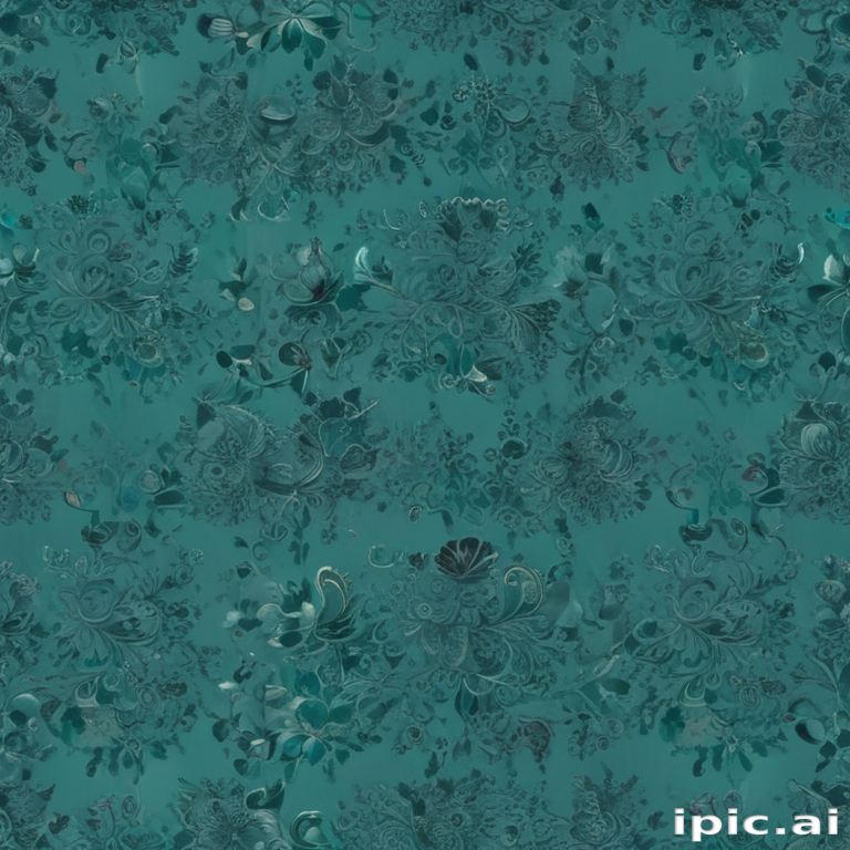 Elegant Teal Floral Pattern with Intricate Design and Delicate Details