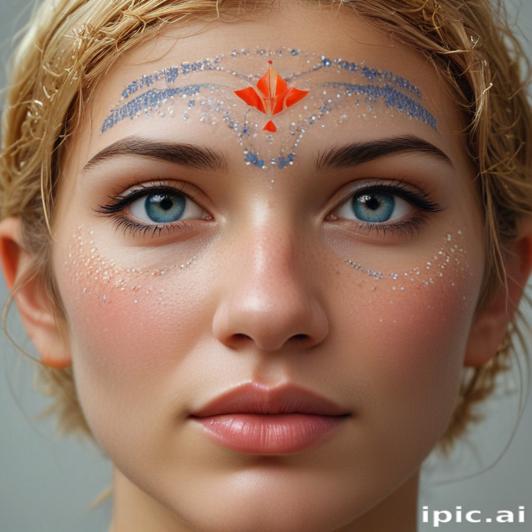 Captivating Portrait of a Model with Intricate Face Art and Glamorous ...