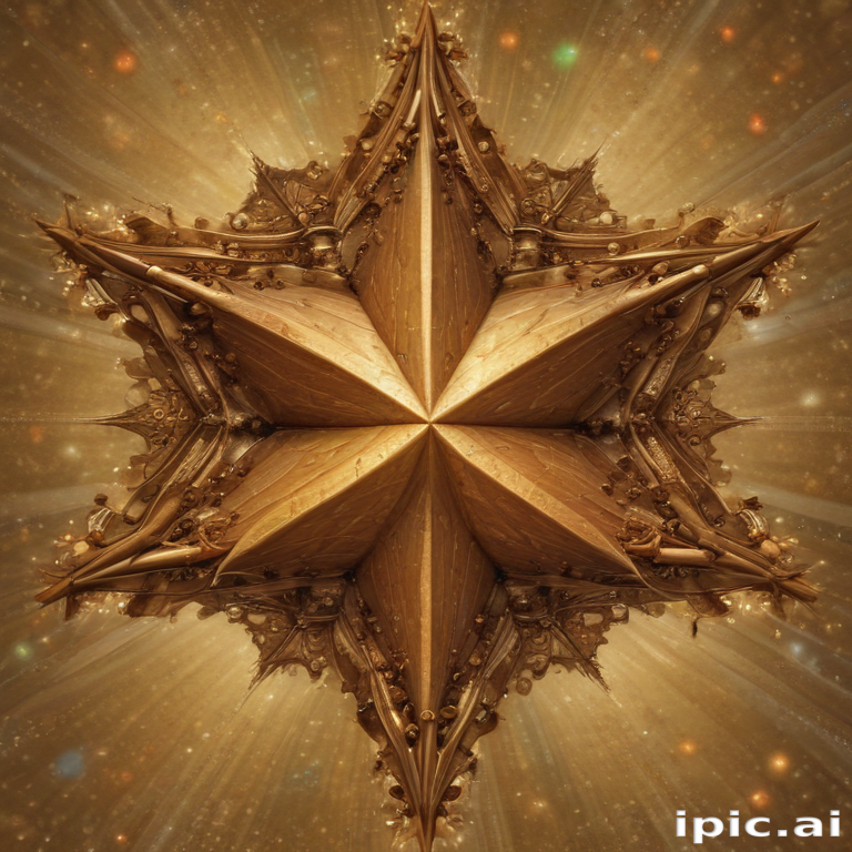 Intricate Golden Star Design Radiating Light and Cosmic Elegance in Space