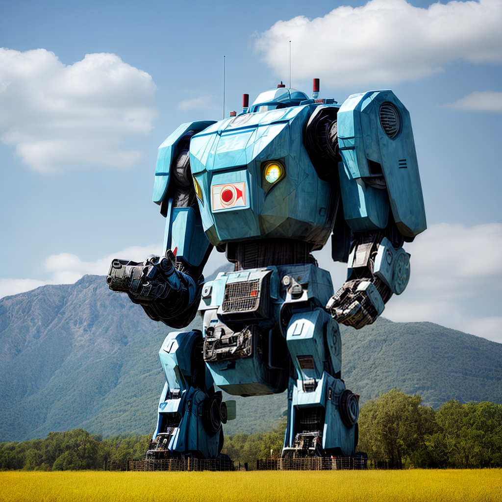 Giant robot drinking a soda