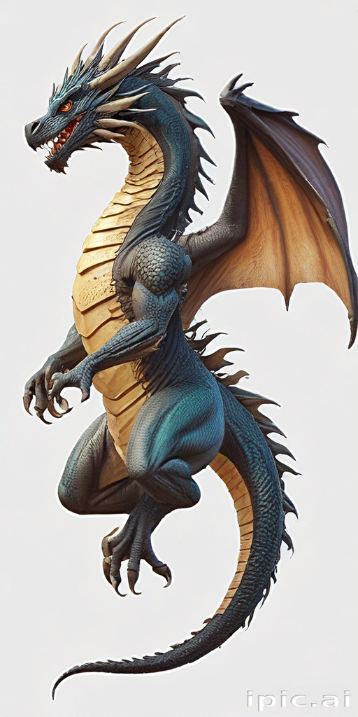Majestic Dragon with Vibrant Scales and Powerful Wings in Mid-Flight