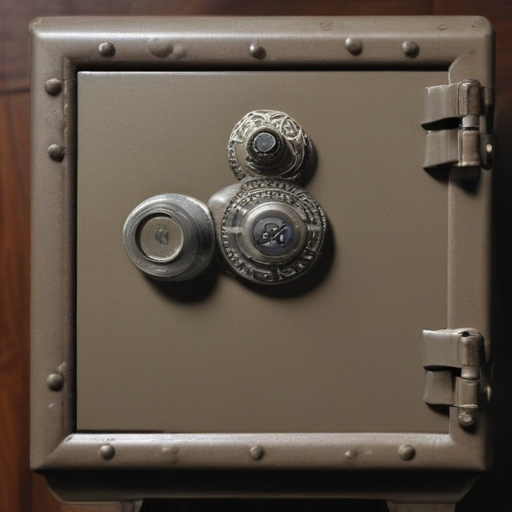side view of an old fashioned safe, buttons on front