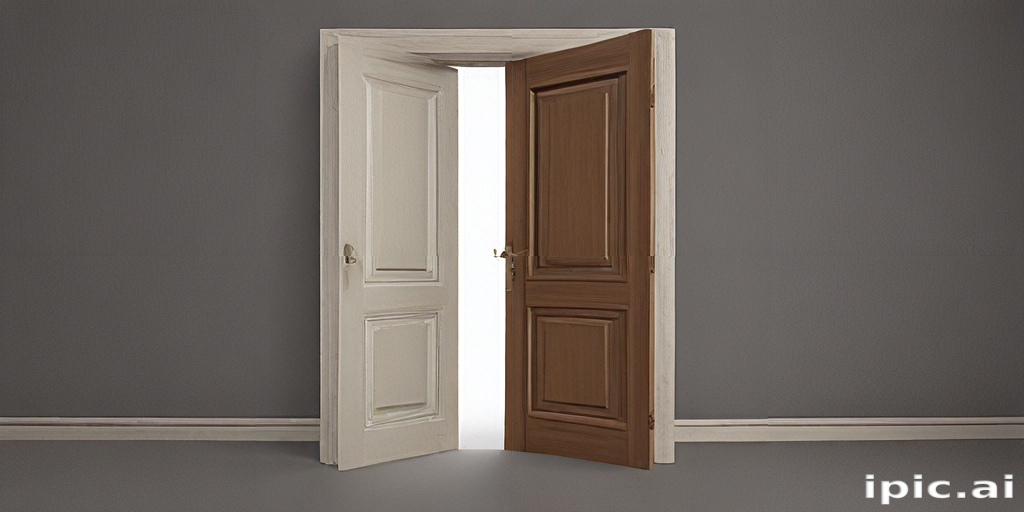 Two Open Doors Revealing a Bright Light in a Dim Room