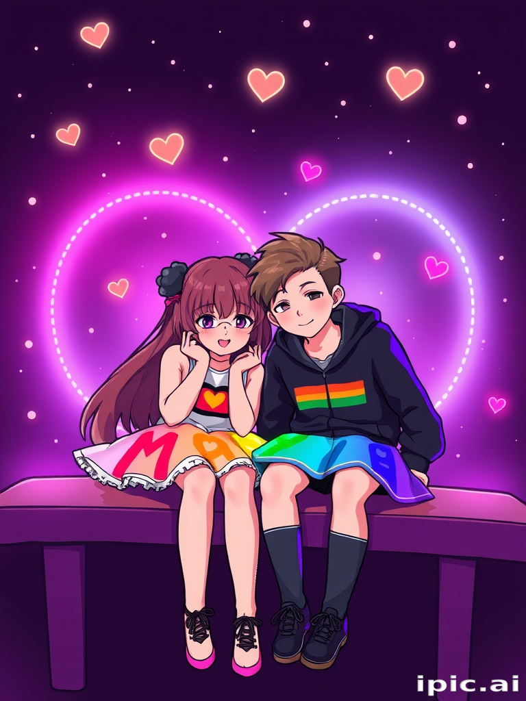 Colorful Love: Two Friends Celebrate Pride Together Under a Heartfelt Glow