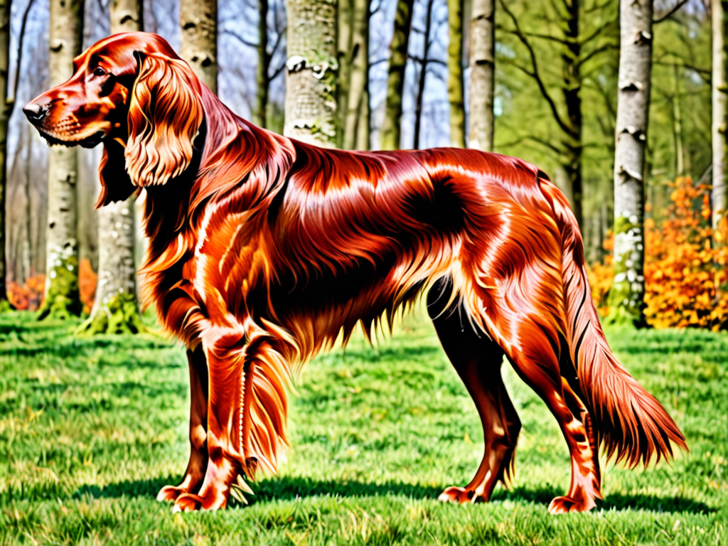 irish setter dog, champion, gorgeous, with long hair, detailed, high ...