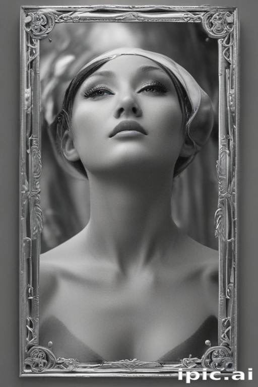 Elegant Portrait of a Woman in a Vintage Mirror Frame