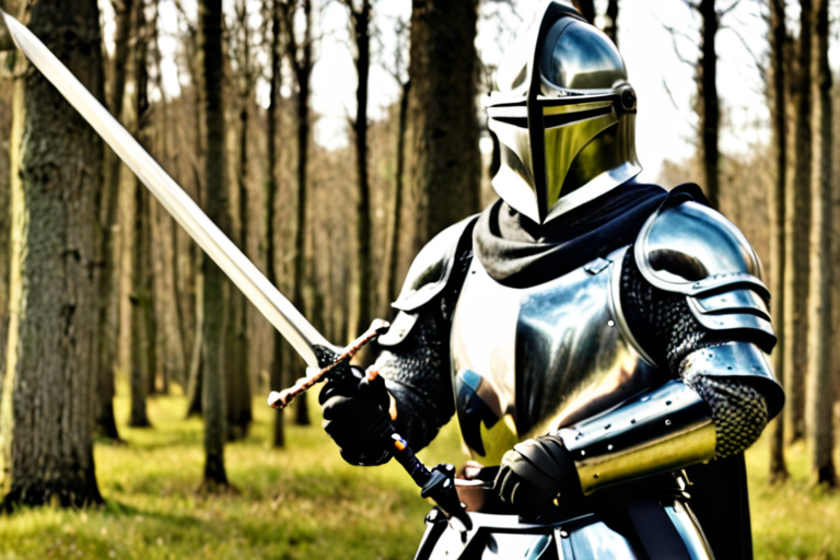 knight with swords and blaster