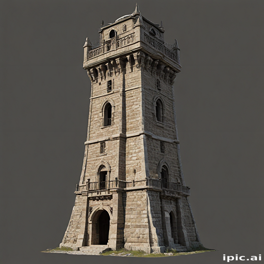 Majestic Stone Tower with Intricate Architectural Details Against a ...
