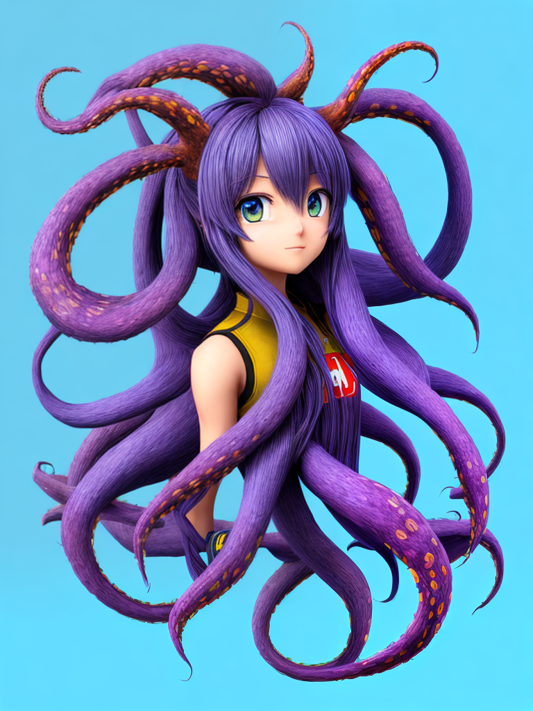 Anime style character, hybrid octopus