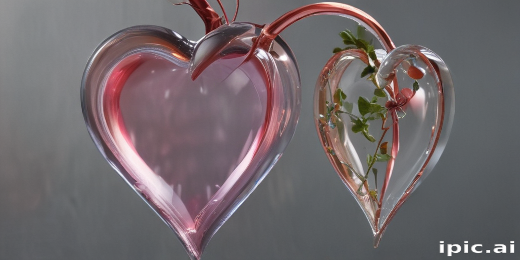 Delicate Glass Hearts with Intricate Designs and Natural Elements Inside
