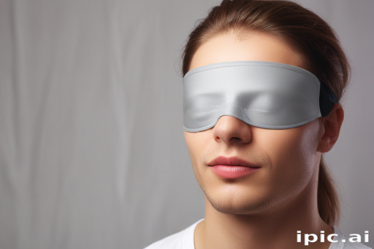 Relaxing Individual Wearing a Soft Sleep Mask for Peaceful Rest