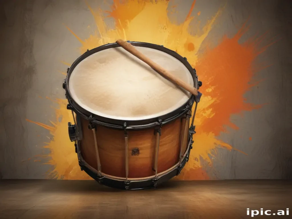 Vibrant and Bold Artistic Representation of a Traditional Drum on Display