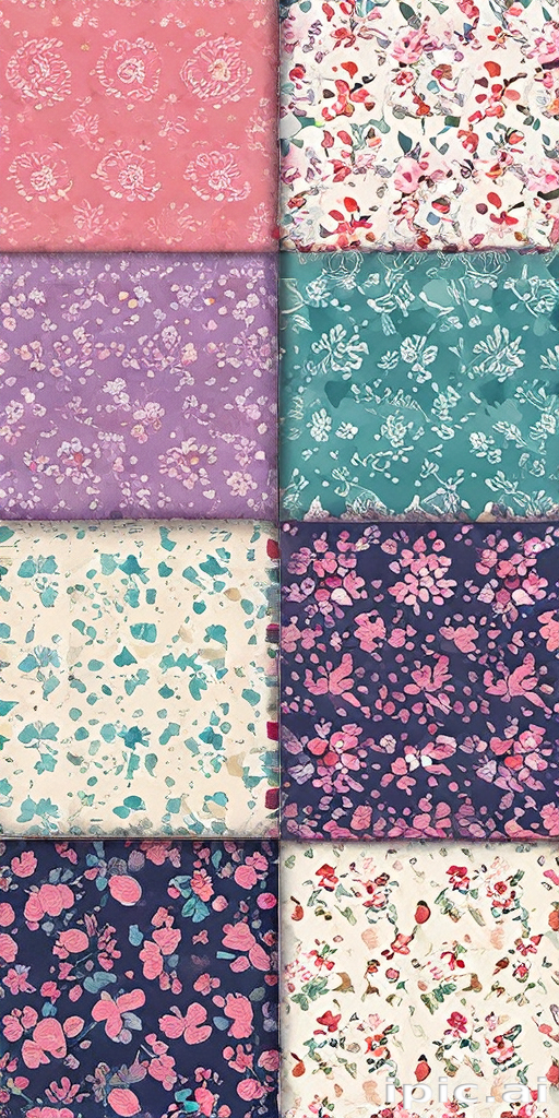 Colorful Floral Patterns in a Beautiful Nine-Grid Design for Crafting