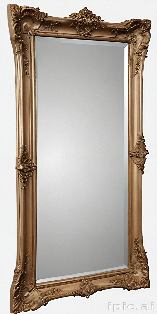 Elegant Ornate Full-Length Mirror with Intricate Gold Frame Design.