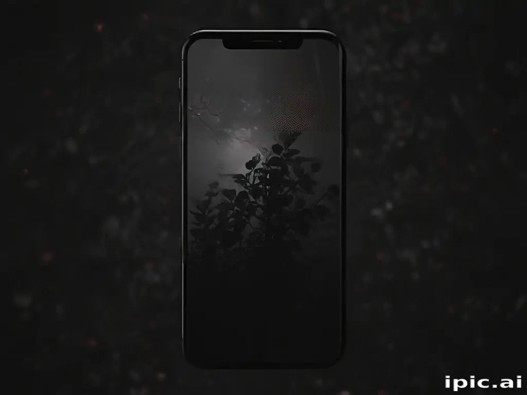 Dark Reflection of Nature on a Smartphone Screen at Night