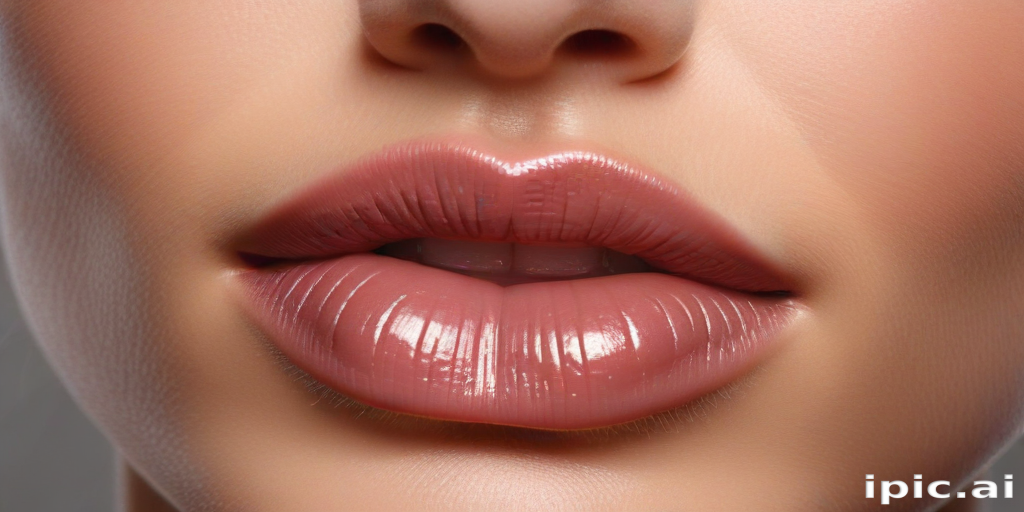 Close-Up of Glossy Lips with a Subtle Nude Shade and Shine