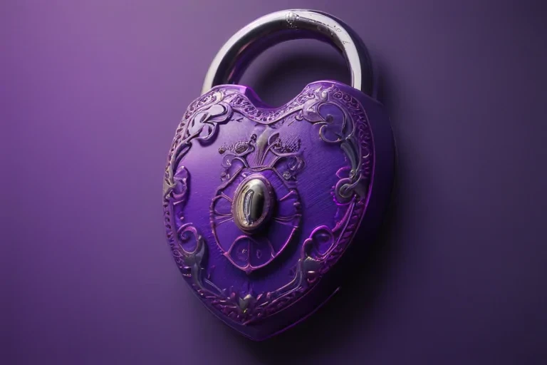 Intricate Heart-Shaped Purple Lock Symbolizing Love and Security in Design
