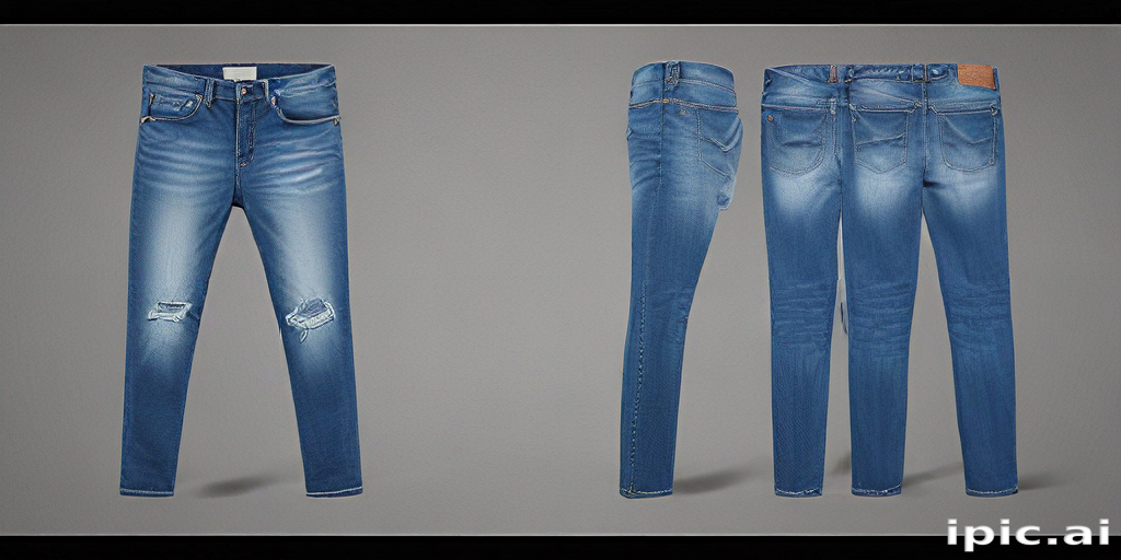 Stylish Blue Denim Jeans with Distressed Details and Modern Fit Design