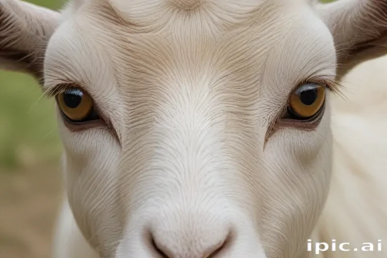 A Close-Up View of a Goat's Face Capturing Its Unique Features.