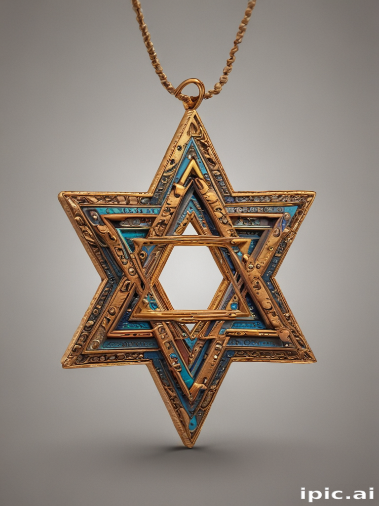 A Beautifully Crafted Star of David Necklace with Intricate Designs and ...