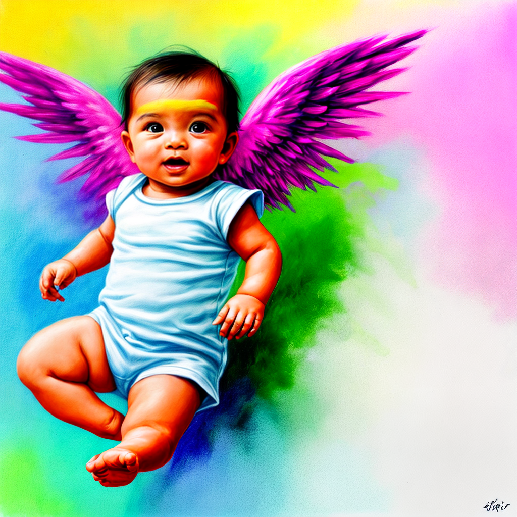 Super cute angel baby (Super high-energy copy-right free vivid Pastel art)