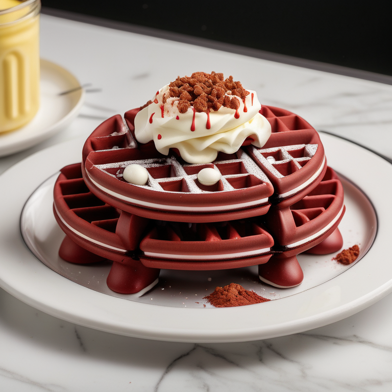 Delicious Red Velvet Waffles Topped with Cream and Crunchy Sprinkles ...