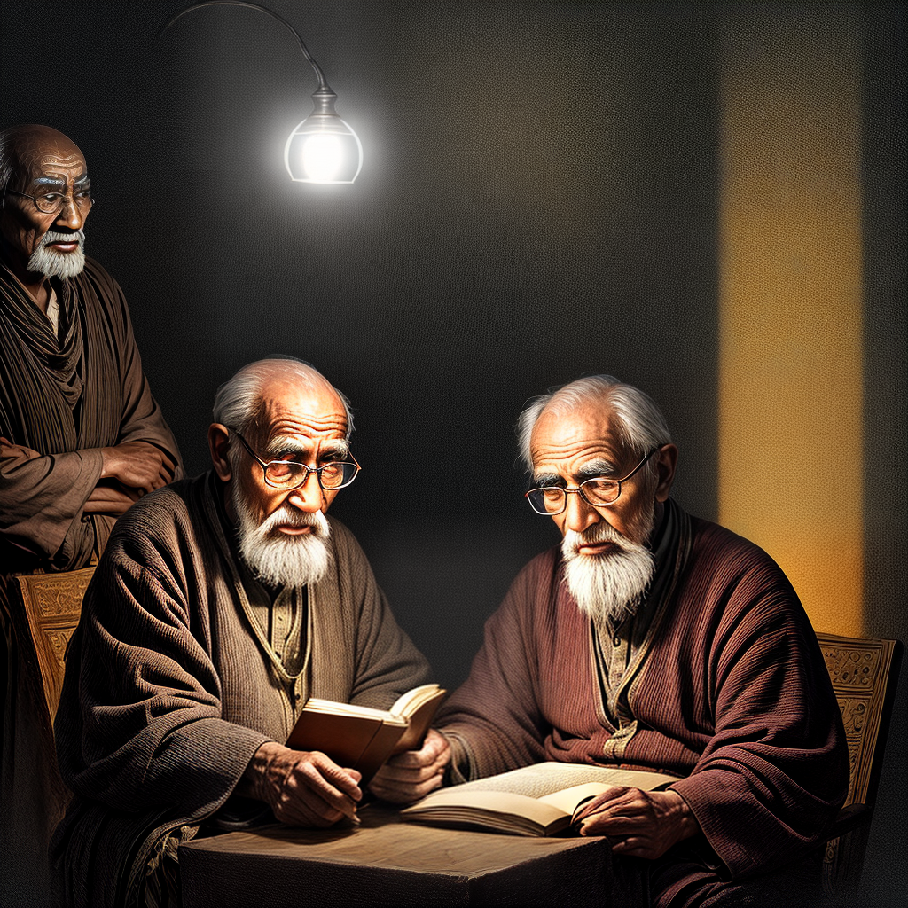 Be the character versus the screen With a black background, a wise old ...