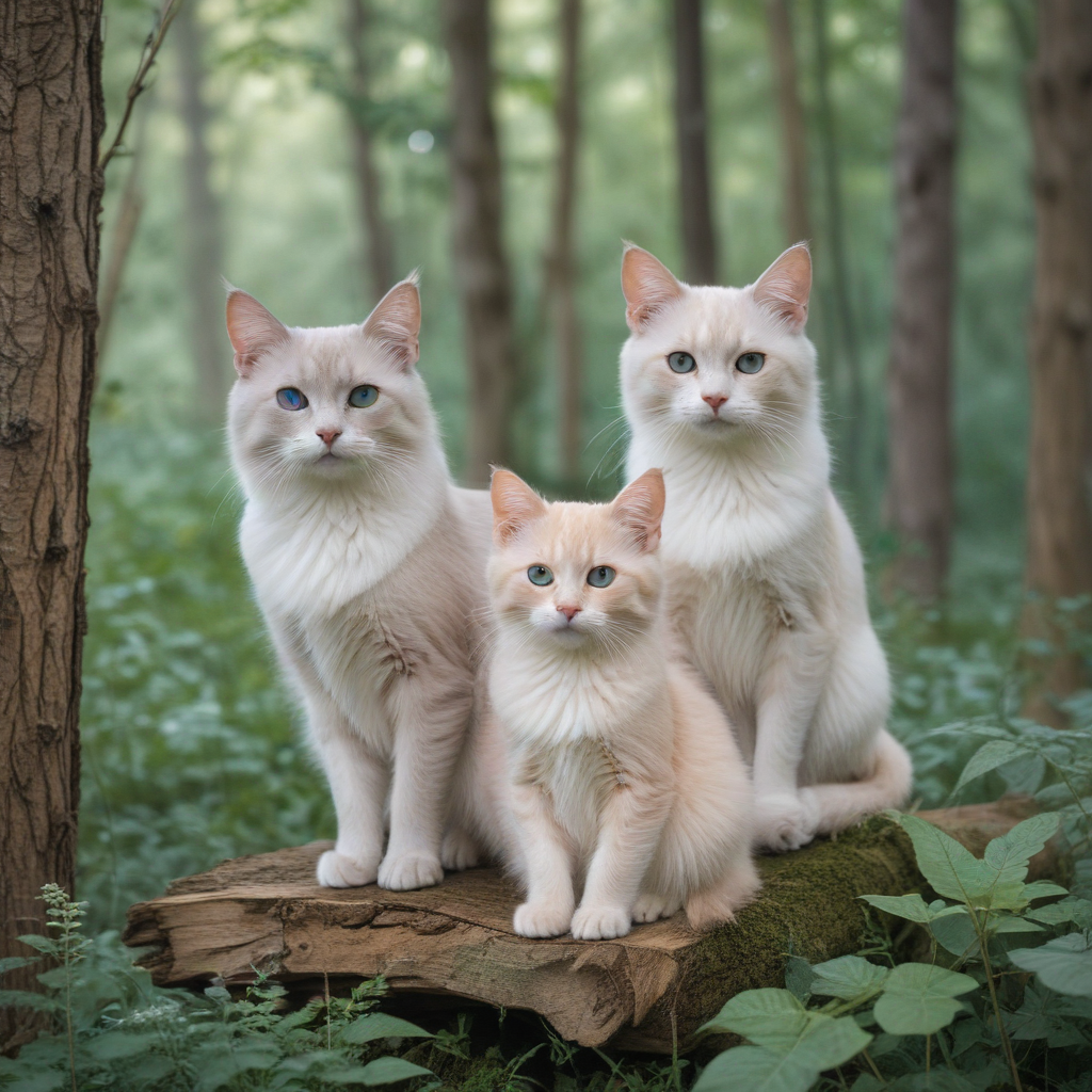 Fairy cats in a pastel woods
