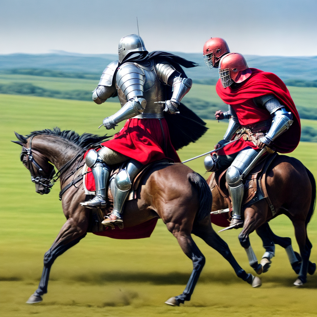 Angry Medieval knight holding the king’s arm.