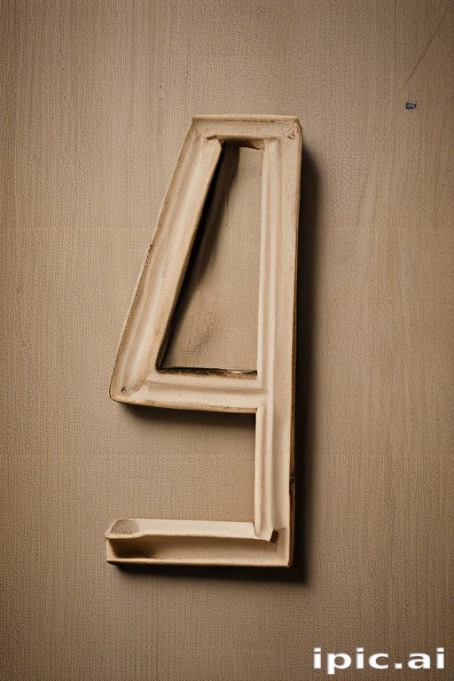 Artistic Representation of the Number Four in Wood on Wall