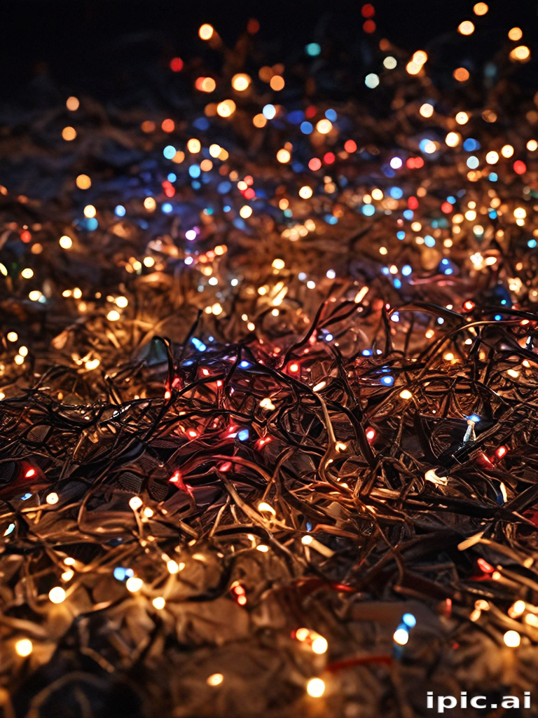 A Vibrant Display of Twinkling Holiday Lights in Various Colors