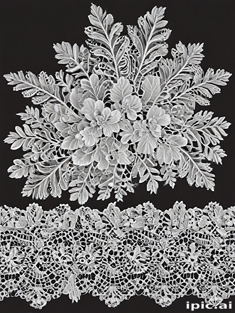 Intricate White Lace Design Featuring Floral Patterns and Leaf Motifs